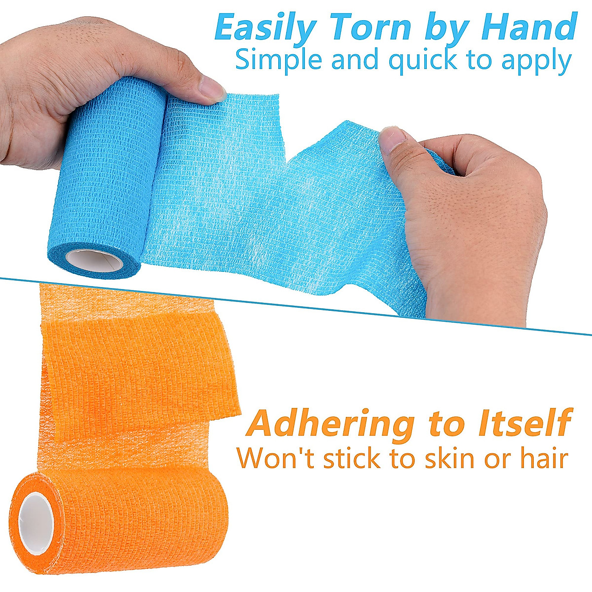 12 Packs Self Adherent Cohesive Wrap Bandages 4 Inches X 5 Yards, First Aid Tape, Elastic Self Adhesive Tape, Athletic, Sports wrap Tape, Vet Wrap, Bandage Wrap for Sports, Wrist,Ankle (Rainbow Color)