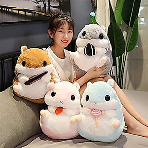 GaYouny Cute Hamster Plush Toy 3 in 1 Multifunction Hamster Hand Warm with Blanket Toy Hamster Pillow Kids Toys Birthday Gift for Child (Color : Blue, Height : Toy with Blanket)