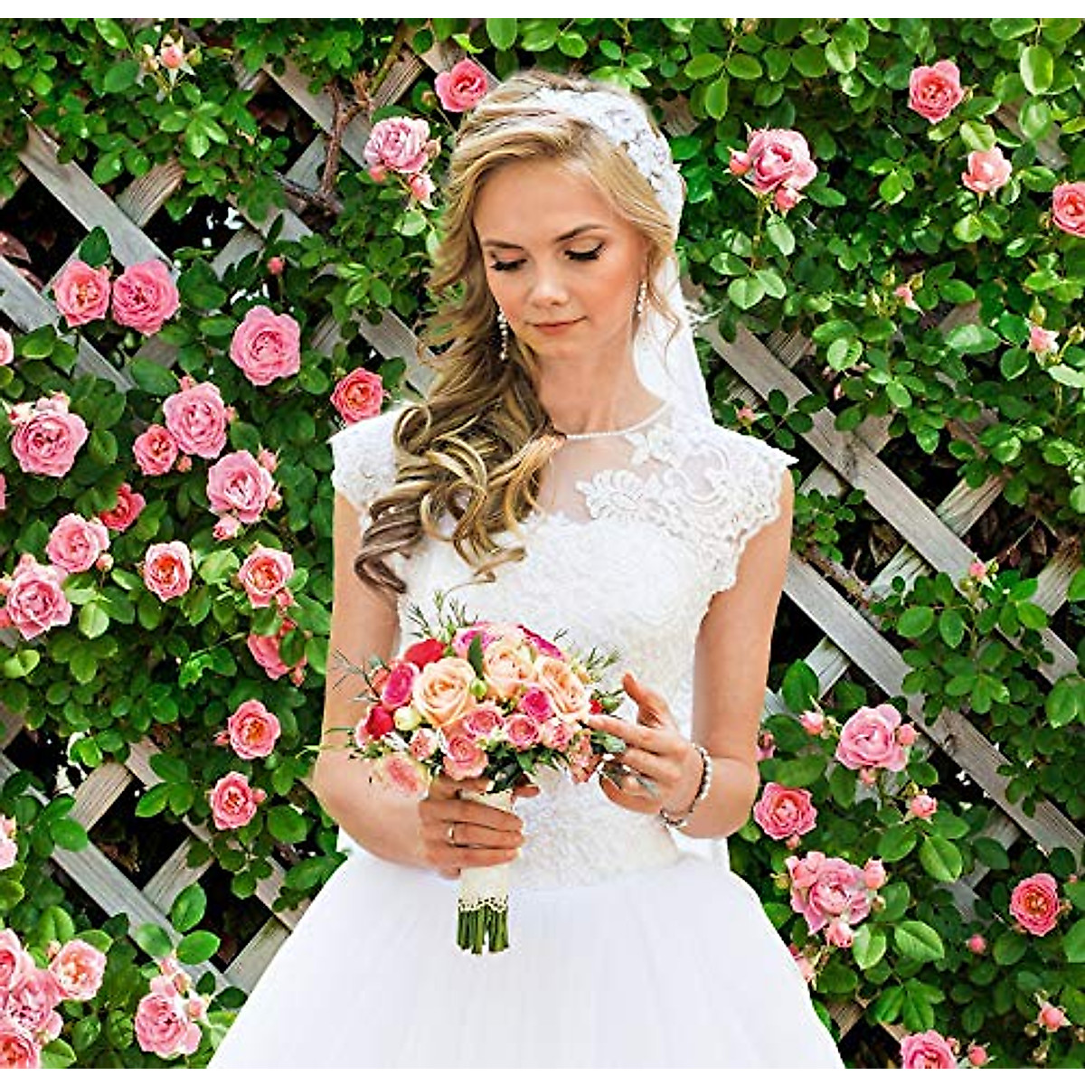 AIIKES 7x5FT Flowers Backdrop for Photography Spring Floral Photo Backdrop Green Leaf Fence Backdrops Birthday Party Decoration Wedding Bridal Shower Backdrop Photo Studio Props 11-453