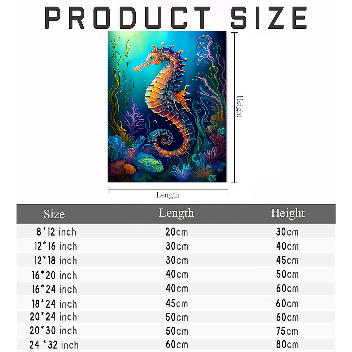Worihut 5D Diamond Painting Kits 16x20 Inch Round Full Drill Seahorse Diamond Art Sea Theme Kits for Adults, Handmade Gifts for Home Wall Decor