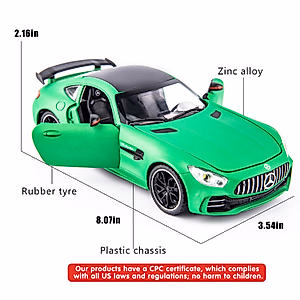 BDTCTK 1/24 Benz AMG GTR Toy Cars Model Car, Zinc Alloy Pull Back Toy car with Sound and Light for Kids Boy Girl Gift(Green)