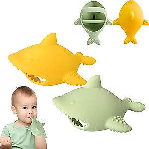 PandaEar 2 Pack Baby Teething Toys| Silicone Baby Hand Teether Mitten for Babies 0-12 Months | Infant Hand Teether Chew Toys for Soothing Teething Pain Relief -Yellow/Green