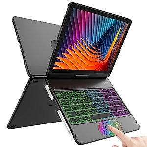 Keyboard Case for iPad Pro 11 inch， Case with Keyboard for iPad Air 5th 4th Generation - Touch Trackpad -10 Color Backlight -360° Protective with Pencil Holder for iPad Pro 11 inch 3rd /2nd/1st Gen