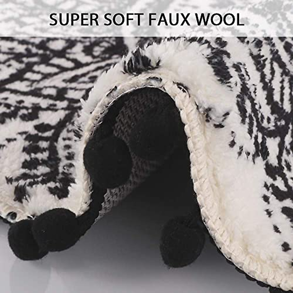 LIVEBOX Boho Area Rug 4ft Black and Cream Mandala Round Bedroom Rug with Chic Pom Pom Fringe Non-Slip Machine Washable Ultra Soft Indoor Sofa Floor Mat for Living Room Playroom Kids Room