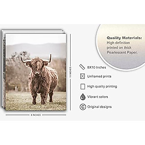 VICBOU Highland Cow Wall Art Highland Cow Decor Farmhouse Wall Decor Farm Animal Cow Print Stuff Rustic Wheat Field Landscape Print Painting for Home Kitchen Bathroom Living Room, 6Pcs, 8x10 Unframed