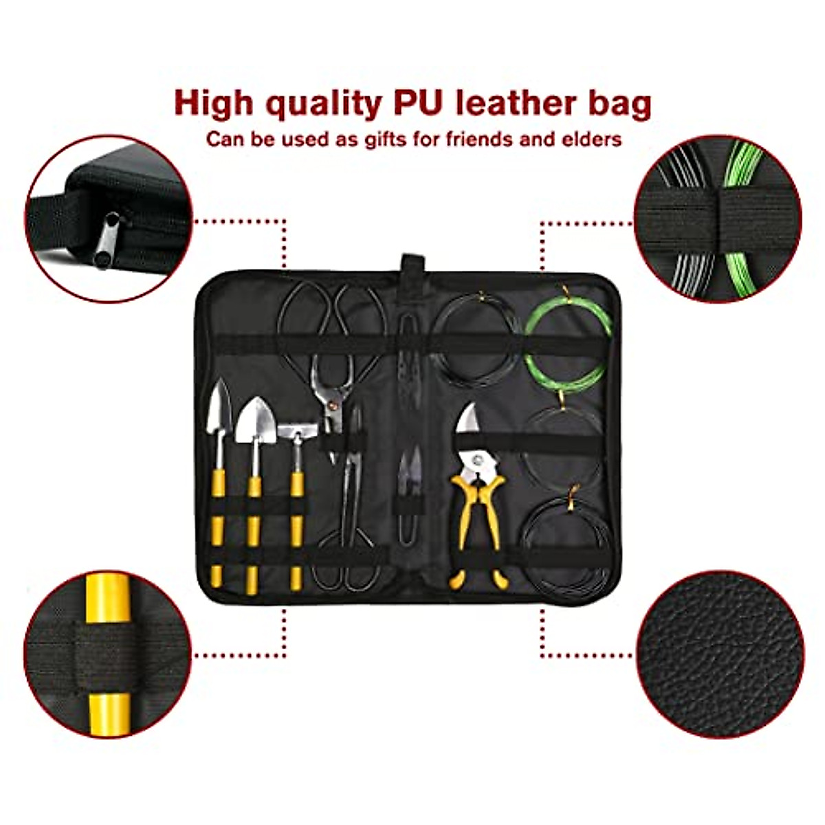 Phoenicus Bonsai Tools Set 13 Pcs High Carbon Steel Succulent Gardening Trimming Tools Set, Bonsai Scissors Set, yellow