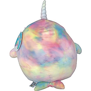 Squishmallows KellyToys - 8 Inch (20cm) - Navina The Pink Rainbow Tie Dye Narwhal - Super Soft Plush Toy Animal