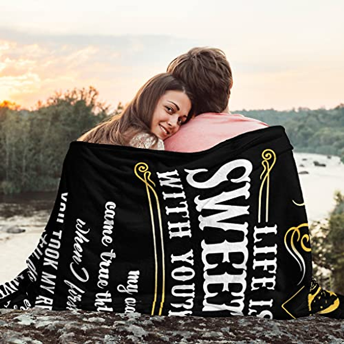 Mubpean Gifts for Motorcycle Lovers - Birthday Gifts for Men/Women - to My Husband/Wife Blanket 60"x50" - Romantic Gifts for Him/Her - Anniversary Birthday Gift Ideas for Couples Sweet Ride Motorcycle