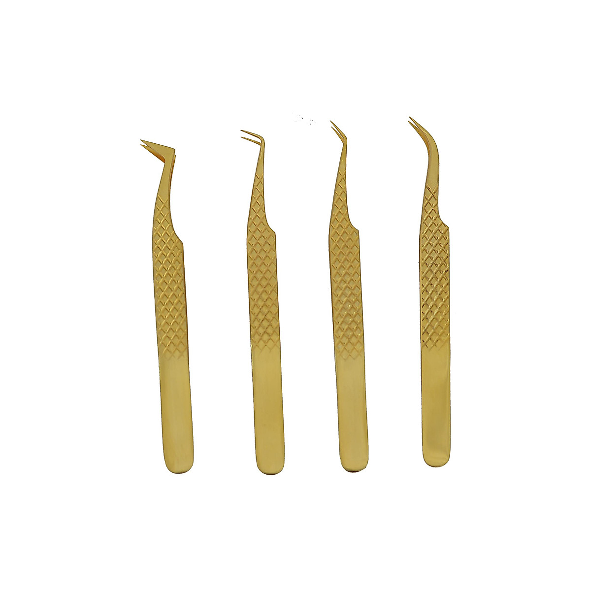 Eyelatic Lash Tweezers, Eyelash Extension Tweezers Set of 4 Volume Tweezers False Eyelash Applicator For Light Volume or Mega Volume Fans Lash Extension Golden