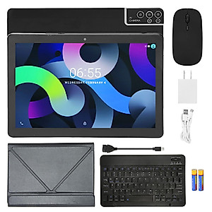FOLOSAFENAR HD Tablet, Dual Camera 10.1in FHD Octa Core CPU Office Tablet with Keyboard and Mouse for Travel (#2)
