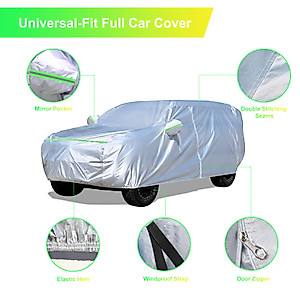YINOK SUV Car Cover (191-207 inches) - Universal Fit, Waterproof, Dupont Oxford, All Weather, Hail Protector, Sun Protection, Door Zipper