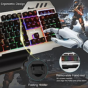 FEDARFOX Keyboard and Mouse Combo, Compact Full Size Gaming Rainbow Keyboard and Mouse Set Backlit Illuminated Mice Mechanical Keyboard for Windows, Computer, Desktop, PC, Notebook (Black)