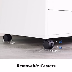 7 Drawer Chest, Mobile File Cabinet with Wheels, Home Office Wood Storage Dresser Cabinet, Large Craft Storage Organizer Makeup Drawer Unit for Closet, Bedroom, Office File Cabinet (White)