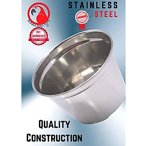 Bonka Bird Toys 800128 Parrot Stainless Steel Water 16oz Cup Cage Seed Feed Bowl