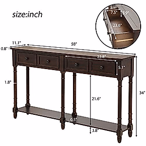 Merax Retro Console Table Sofa Table for Entryway with Drawers and Shelf Living Room Table (Espresso)