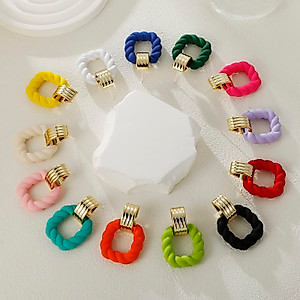 RUOFFETA Rectangle Earrings for Women, Acrylic Square Earrings Twisted Geometric Statement Earrings(Black Gold)