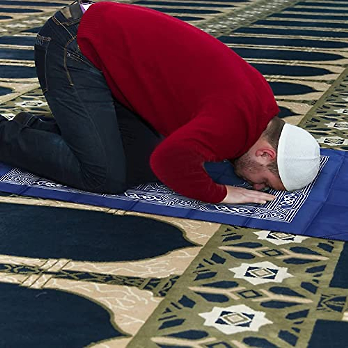 Anlising 4 Pieces Portable Travel Prayer Mat with Compass, Waterproof Polyester Prayer Rug, Muslim Travel Prayer Mat, for Ramadan Gifts (60cm×100cm)