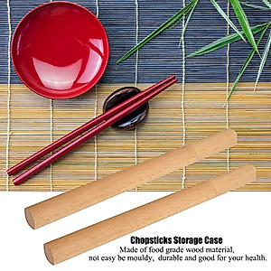Portable Wooden Chopsticks Storage Box,plplaaoo Chopsticks Storage Case,25x2cm Reusable Wooden Chopsticks Storage Tube Pipe Carrier for Home,Outdoor Picnic
