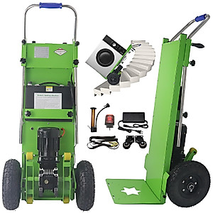 Reihipun Electric Stair Climbing Hand Trucks Dolly Cart for Moving 881lb Capacity Heavy Duty Stair Climber Cart Hand Trolley with 4 Wheels Motor Battery Powered for Heavy Furniture (Green- 24Ah)