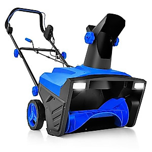 Safstar Snow Blower, 20-Inch 15-AMP Walk-Behind Snow Thrower W/LED Headlights & 180° Rotating Chute, 30FT Throwing Distance, 10" Depth Clearing Path, Electric Corded Snowblower for Driveway (Blue)