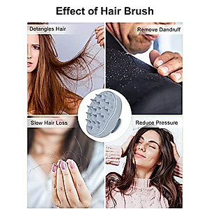 HEETA Scalp Massager Shampoo Brush, Hair Scalp Scrubber with Soft Silicone Bristle for Hair Growth, Upgraded Scalp Brush for Dandruff, Scalp Exfoliator for Women Men Pet Wet Dry Hair (Gray)