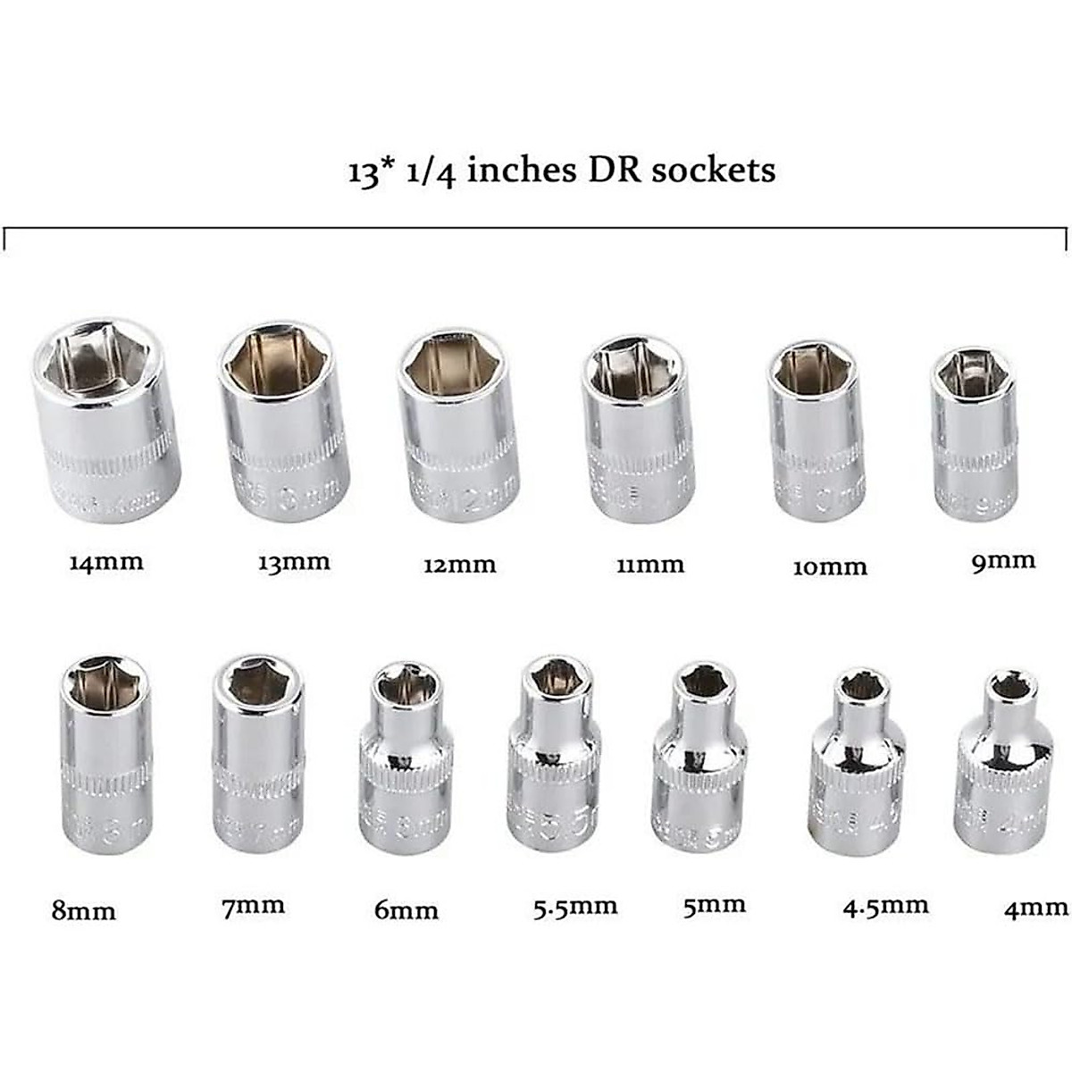 YWHWXB 46 Pieces Mechanic Tool Kit 1/4” Dr. Ratchet Socket Wrench Set with Storage Case, Includes Bit Sockets and Extension Bar
