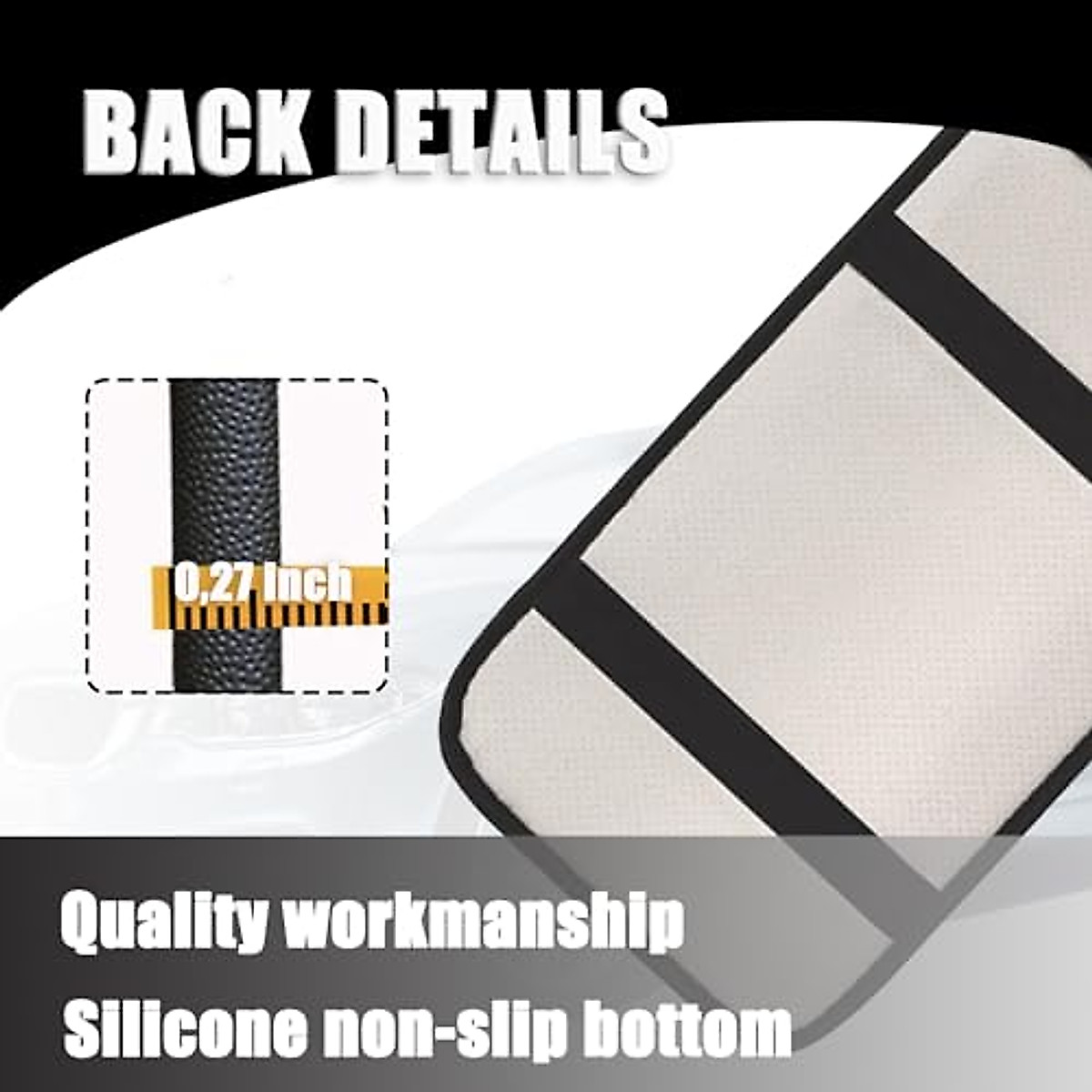 UGSHY Pack-1 Universal Car Armrest Box Mat, Fiber Leather Embossing, Waterproof Armrest Cover Center Console Mat, Fit for Most Car, SUVs, Truck (Black)