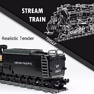 TOYSLY Badboy Steam Train Building Kit, Collectible Steam Locomotive Display Set, Large Train Set with Train Tracks, Top Present for Train Lovers (1608 PCS)