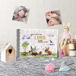 Holoary You Are So Loved Little One Grandma's Brag Book, Small Baby Photo Album 4” x 6” 32 Photos, Woodland Animals Design