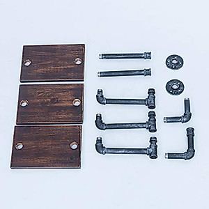 Industrial Pipe Shelves Wall Mounted,Wall Shelving Hung Shelf Hanging Shelves, Retro Wood Shelf 3 Tiers Floating Shelves,Wall Mount Rustic Bookshelf