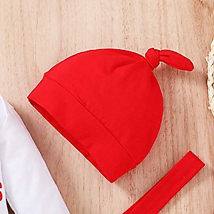 YOUNGER TREE 3PCS Newborn Infant Baby Boy Clothes My 1st Valentines Day Outfits Bow-tie Romper+Overalls Suspender Pants+Hat (6-12 Months, Bowtie Romper+Overalls +Hat)