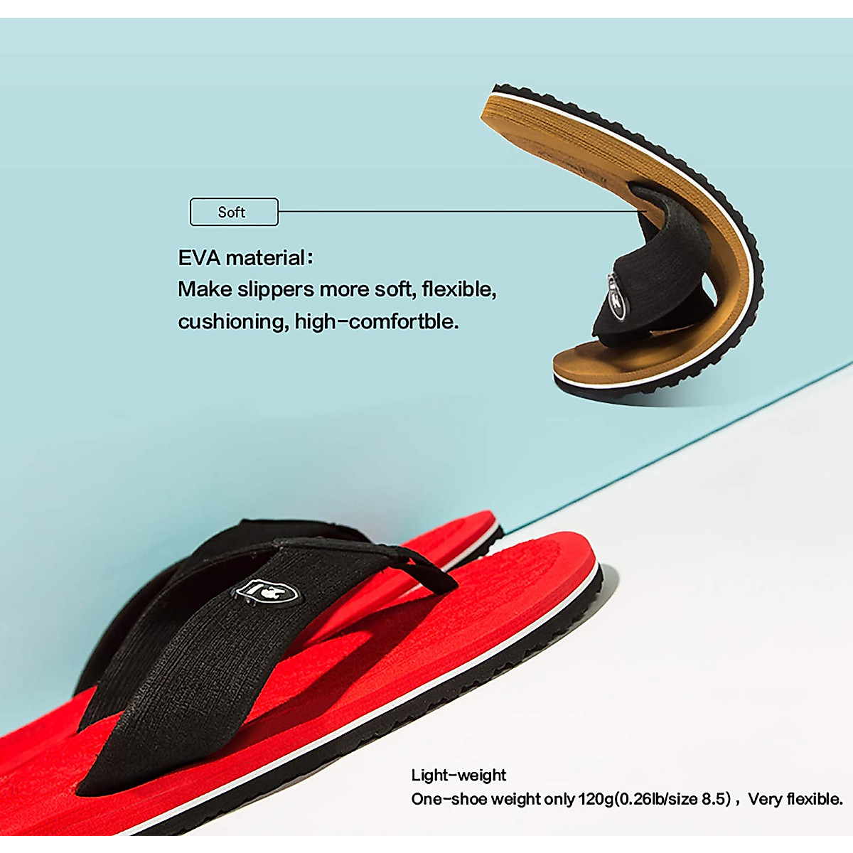 NeedBo Women's Flip Flops Thong Sandals Comfortable Lightweight Beach Sandal (8 M US, Black/Black)