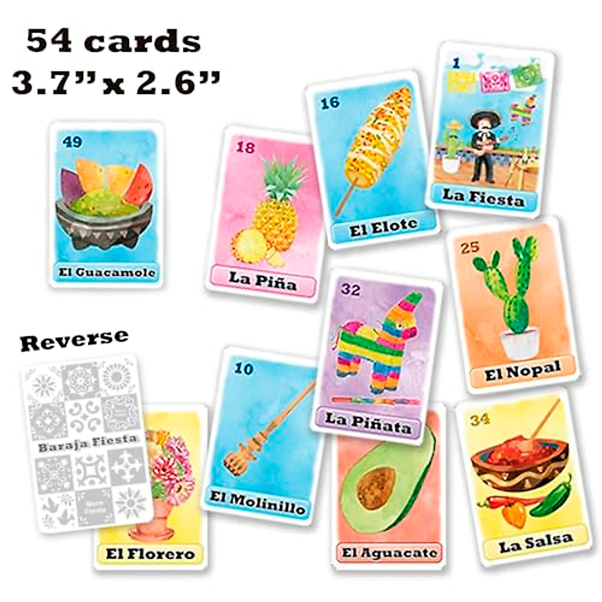 Fiesta Themed Tablas Game in Spanish for Up to 20 Players - 20 Playing Boards and Full Deck Calling Cards