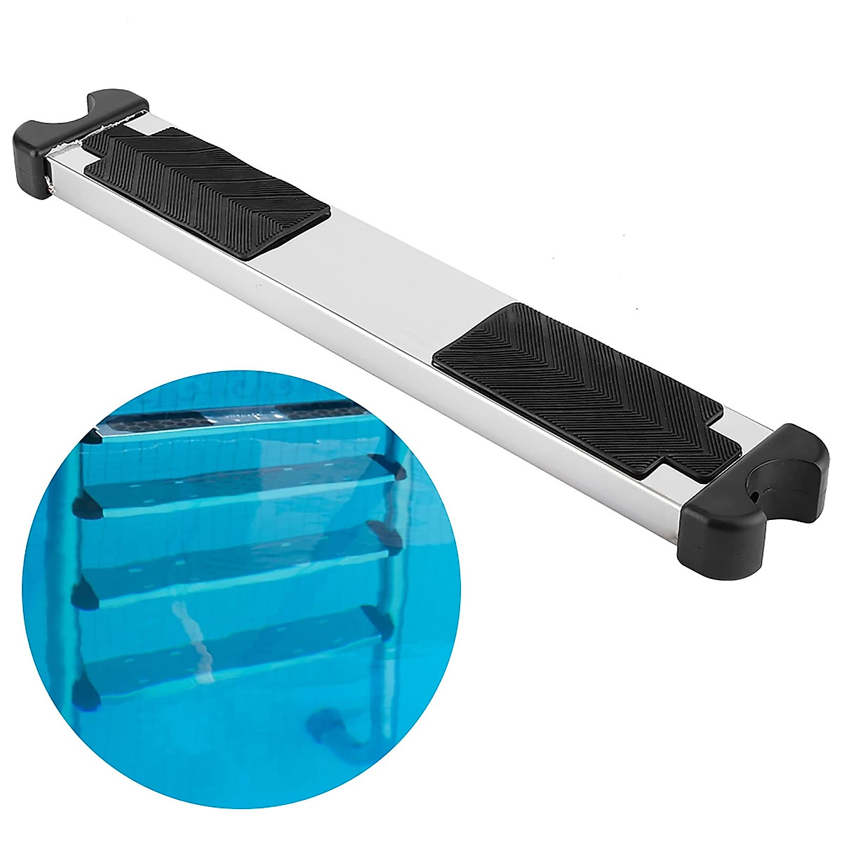 Pool Ladder Steps Replacement, 304 Stainless Steel Thickened Ladder Pedal with Nonslip Rubber Pad, Swimming Pool Ladder Steps for Hot Spring Pool