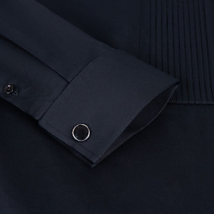 Gollnwe Men's Tuxedo Shirt Wing Collar French Cuffs with Cufflinks and Bow Tie Black L