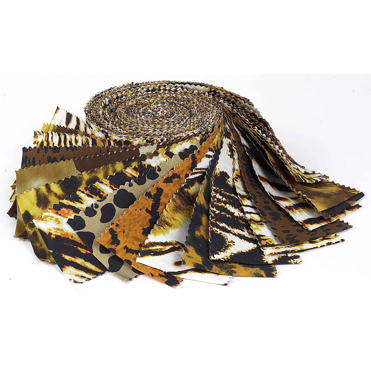 Soimoi 40Pcs Animals Print Cotton Precut Fabrics for Quilting Craft Strips 2.5x42inches Jelly Roll - Yellow