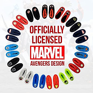 Marvel Socks and House Slippers, Spider Man Fuzzy Baba House Slipper Socks for Kids, Grippers, 2-Pack Black and Red Kids Fuzzy Socks