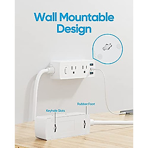 Cruise Essentials, Power Strip with USB C, No Surge Protector, 6 Outlets 3 USB Ports with 5ft Extension Cord Flat Plug, Cruise Accessories Must Have