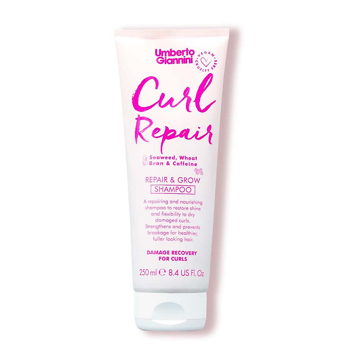 Umberto Giannini Curl Repair Shampoo, Vegan & Cruelty Free Repair & Growth Formula with Seaweed, Wheat Bran & Caffeine, 250 ml