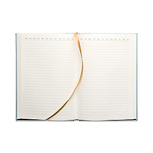 DesignWorks Ink Sueded Paper Journal Notebook with 160 Lined Pages, Ribbon Bookmark, and Storage Pocket for Work, Writing, Journaling, 5.75" x 8.125" - Blue with Gold Geometric Arch Dot