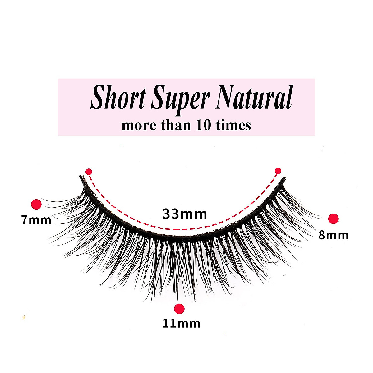 Short Eyelashes Natural Look 6D Wispy Mink Lashes 10 Pairs 100% Handmake Reusable Fake Eyelashe (Short-Natural_10pairs)