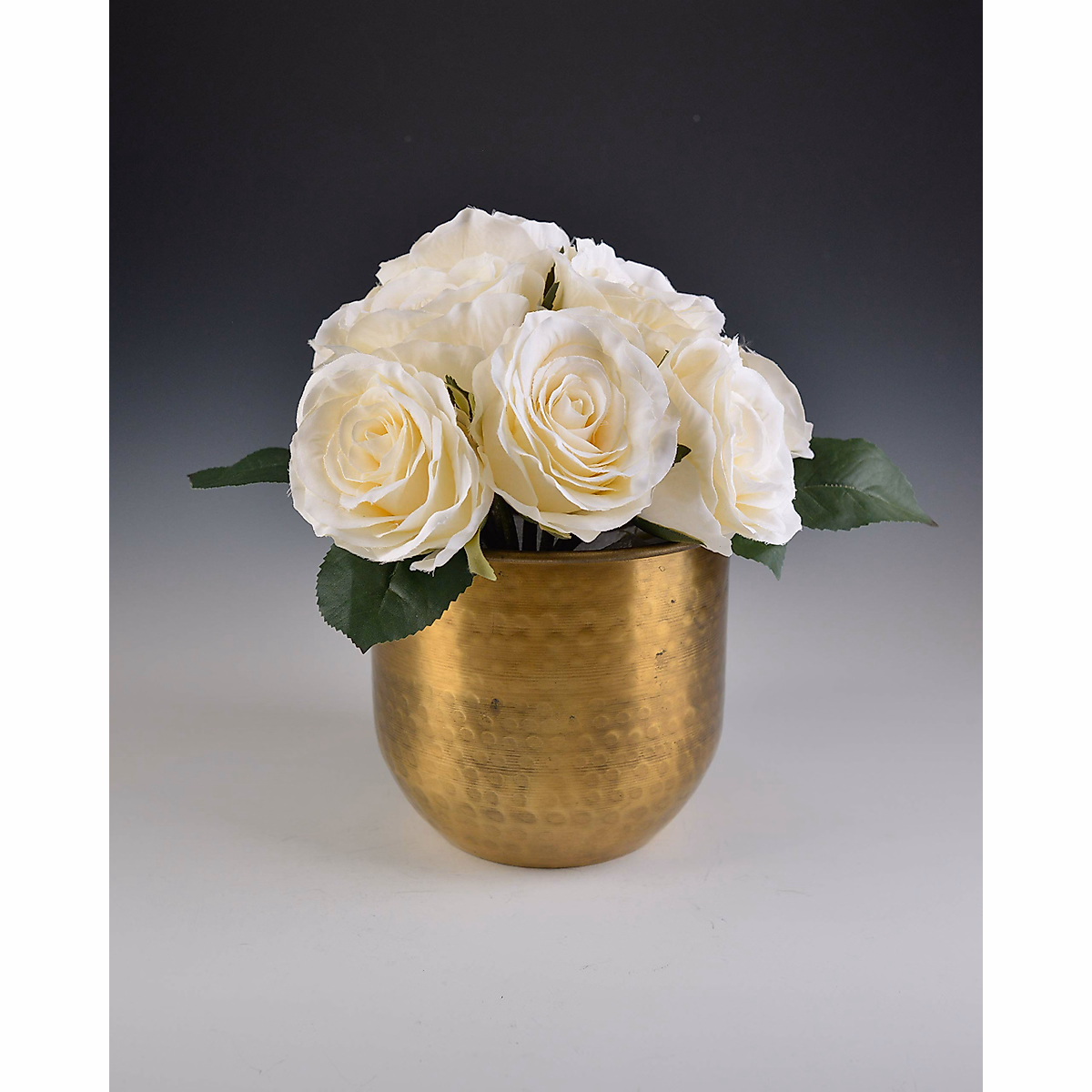 Serene Spaces Living Medium Antiqued Brass Vase - Simple Design with Curved Base Accent Piece, 5.75" Tall and 6" Diameter