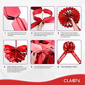 Claev Happy Birthday Big Car Bow (Metallic Red, Round, 18 inch), Shiny Bow for Giant Gifts, All-Weather Christmas Decoration