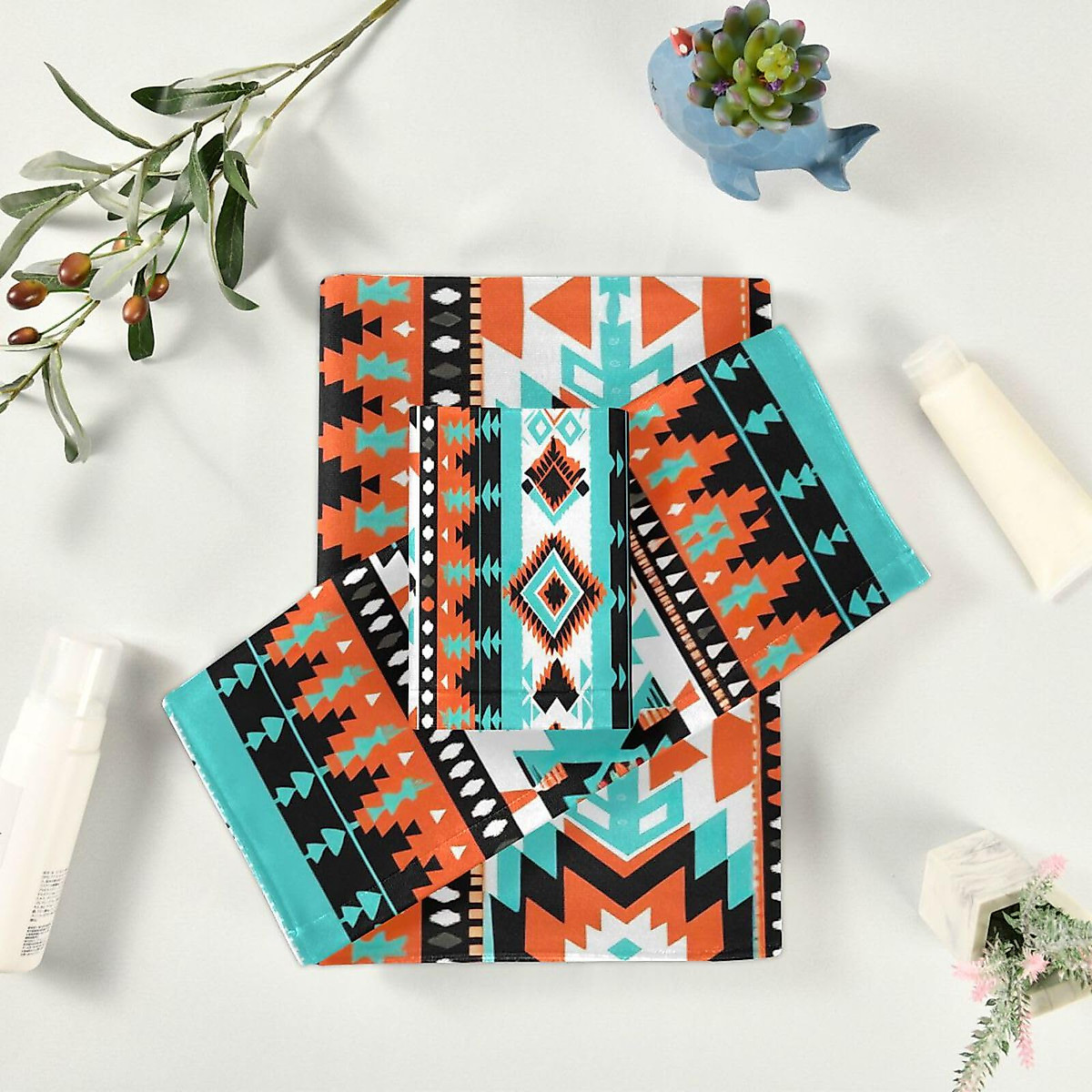 Flradish Navajo Pattern Towels 3 Pack Bath Towels for Bathroom Set Soft Cotton Highly Absorbent Lightweight & Quickdry Towel Set 1 Bath Towel,1 Hand Towel,1 Washclothe