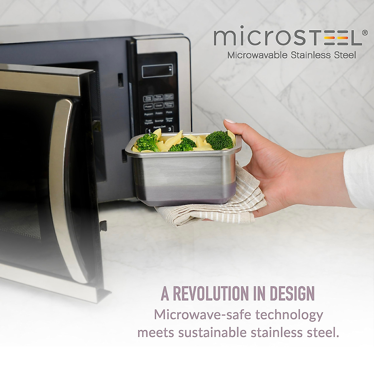 Bentgo® MicroSteel® Heat & Eat Container - Microwave-Safe, Sustainable & Reusable Stainless Steel Food Storage Container with Airtight Lid for Eco-Friendly Meal Prepping (Lunch Size - 3 Cups)