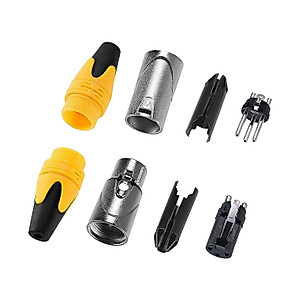 MFL. 3-Pin XLR Cable Connector Male and Female with Nickel Housing and Silver Contacts Mic Cable Plug Connector Audio Socket, Yellow, 10 Pairs