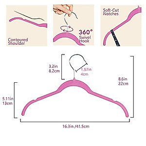 ATZJOY Velvet Shirt Hangers 30 Pack Non Slip Clothes Hangers Ultra Slim Space Saving Clothing Hangers for Coats, Suit, Shirt, Pants & Dress Clothes(Pink)