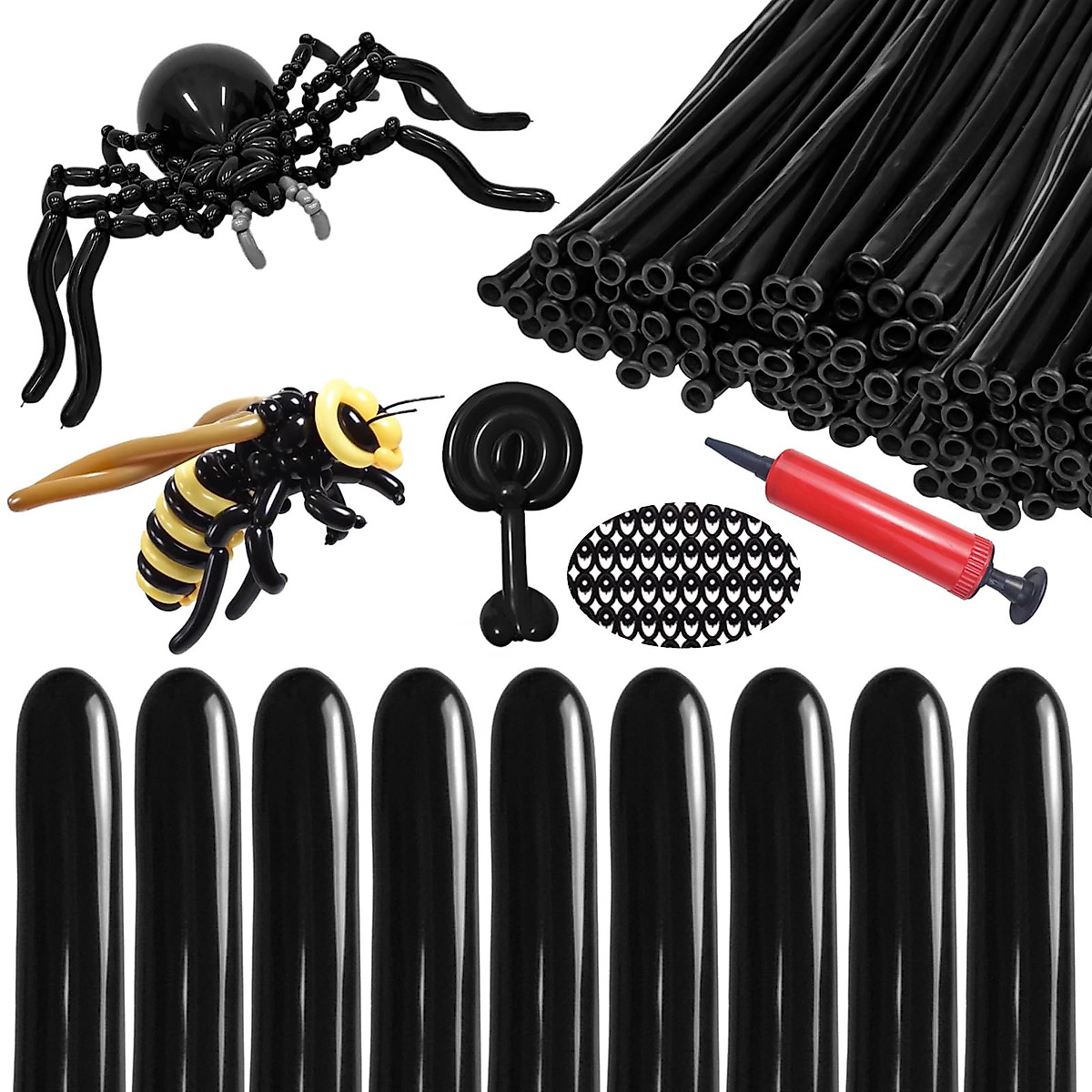 KAWKALSH 150pcs 260 Balloon Black, Long Skinny Balloons for Tying Balloon Arch, Twisting Balloons for Party Balloons Garland Animals Modeling, Birthday, Wedding, Party Decorations（Black）