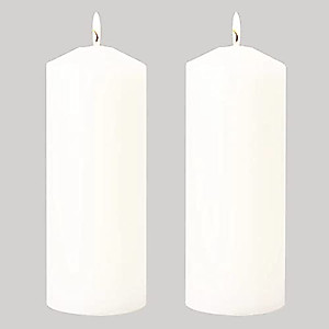 HOSVOT 2 Packs 3x8 White Pillar Candle, Large Pillar Candles, Tall Candles, Unscented Pillar Candles for Wedding, Church, Festival, Restaurant, Home Decoration