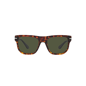 Persol PO3306S Square Sunglasses, Havana/Green, 55 mm